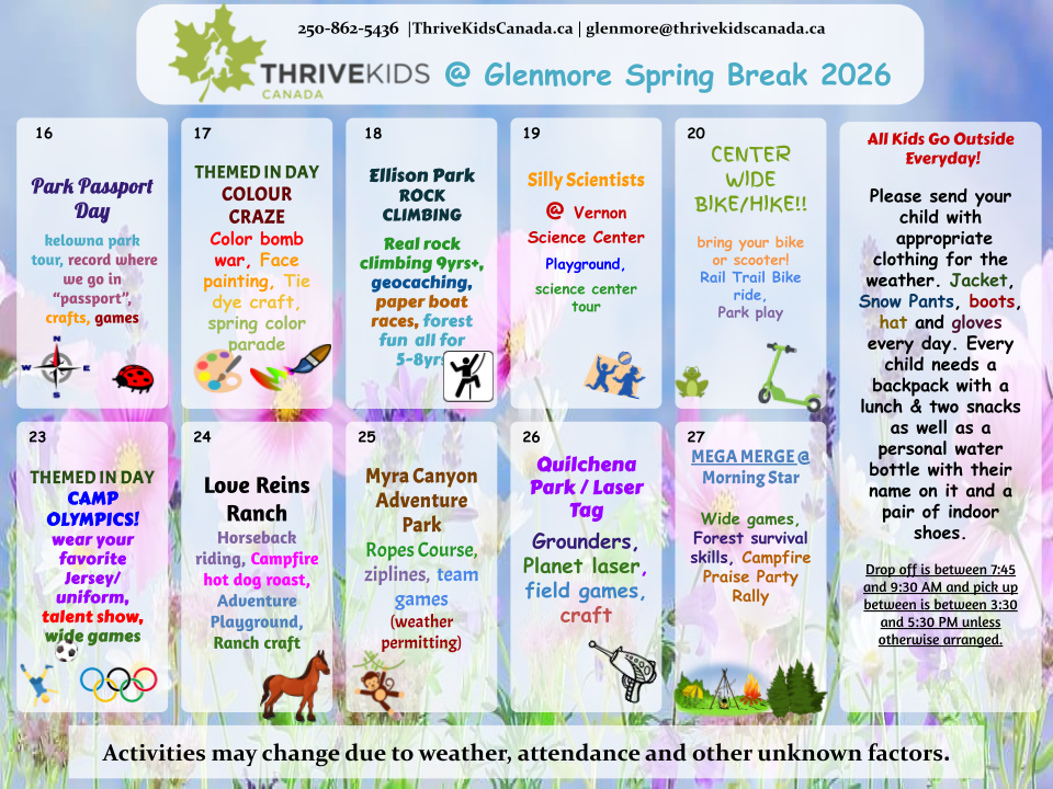 Spring Break Day Camp | Kelowna: Glenmore | T﻿hrive Kids Canada